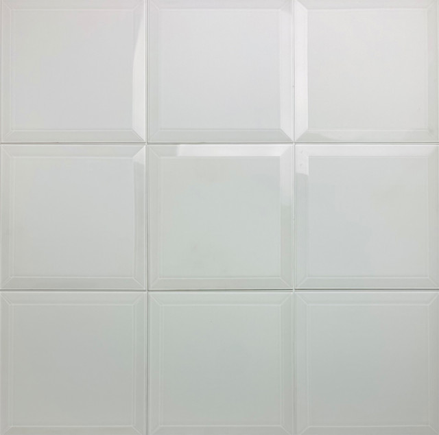 Frosted Elegance 8"x8" Beveled Glass Square Tile,Matte White ...