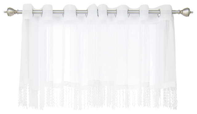 Leaf Fringe Valance, White, 26", 26" - Traditional - Valances - by Best ...