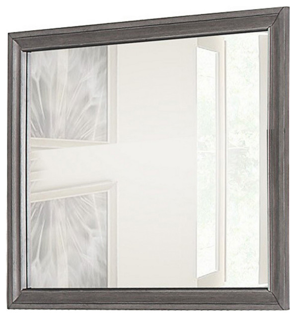 Benzara BM219988 Rectangular Shape Wooden Encased Mirror, Molded Frame ...