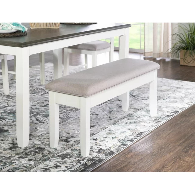 Contemporary Dining Bench with Storage and Cushioned Lid, Wooden Legs ...