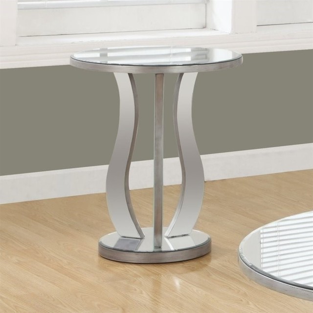 Pemberly Row Contemporary Metal and Glass End Table in Silver ...