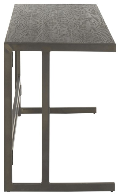 Roman Office Desk, Antique Metal, Espresso Bamboo - Transitional ...