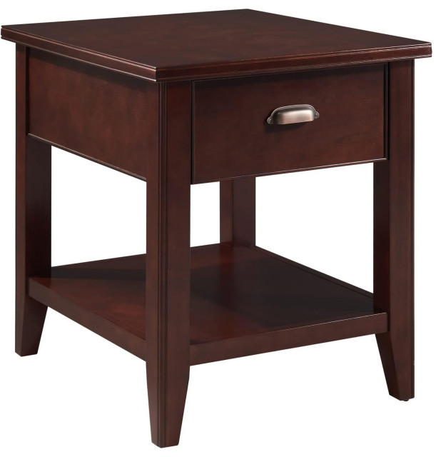 Transitional End Table, Spacious Drawer With Inverted Cup Pull ...