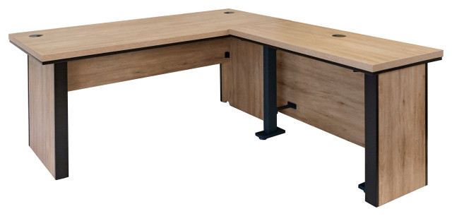 Contemporary 72" Wood Laminate Office Desk With Electric Return Light ...