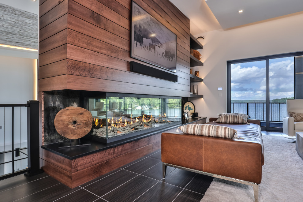 Modern Lake House - Fireplace - Modern - Living Room - Other - by ...