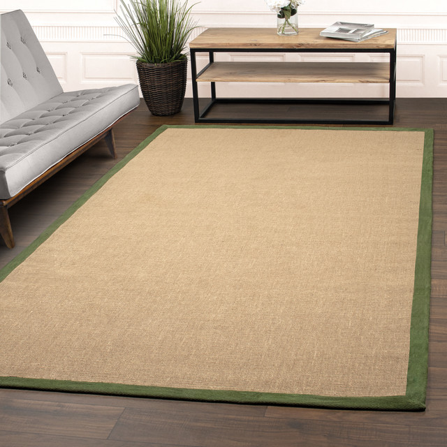 Denizli Natural Classic Hand-Woven Indoor Jute Area Rug, 6 ft. x 9 ft ...