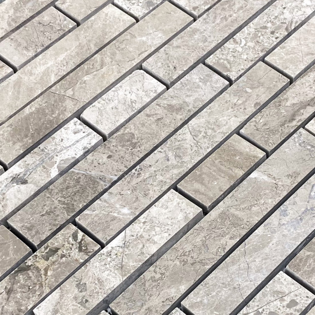 Silver Shadow Marble Liner on 12" x 12" Mesh Mosaic Tile - 10 sf ...