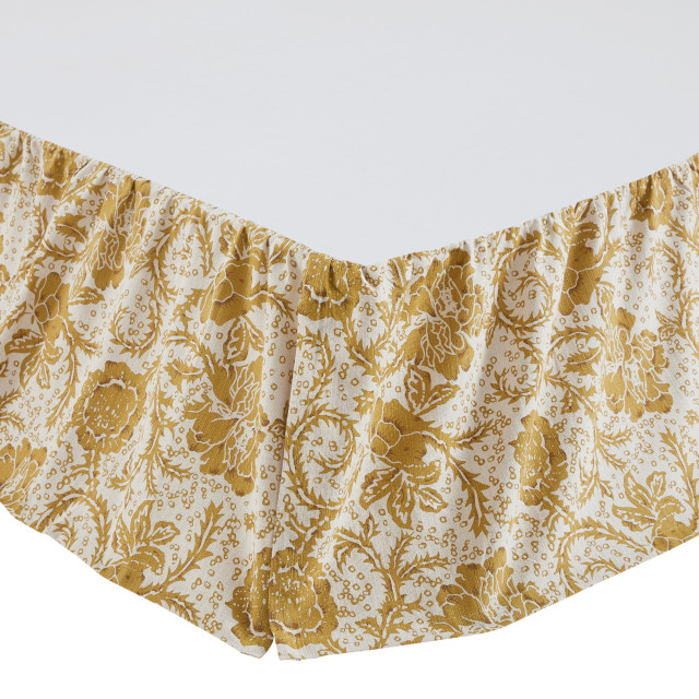 April And Olive Dorset Gold Floral Queen Bed Skirt 81190 Traditional