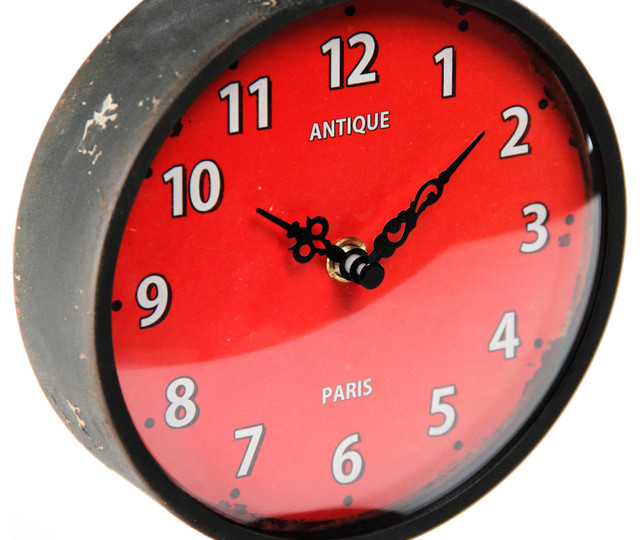 Clock, Red Face, Antique Black - French Country - Wall Clocks - by ...