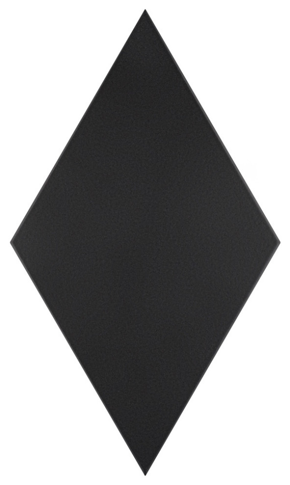 Rhombus Porcelain Floor and Wall Tile, Smooth Black, Sample ...