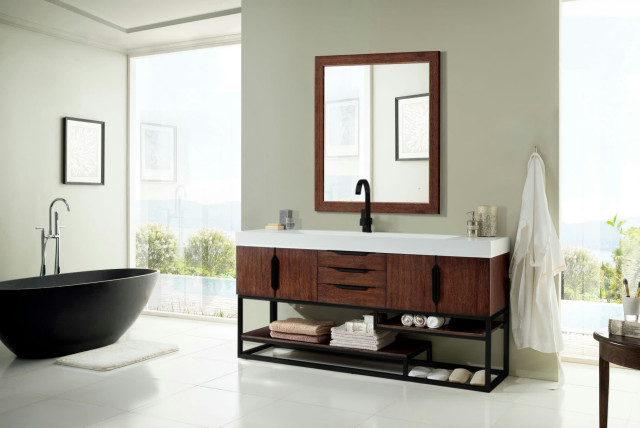 Columbia 72" Single Vanity Coffee Oak Matte Black, Glossy White ...