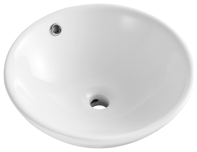 White Ceramic Circular Bathroom Vessel Bathroom Above Counter Sink With ...