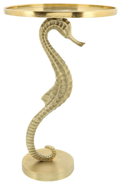 Metal, 24" Seahorse Side Table, Gold - Beach Style - Side Tables And ...