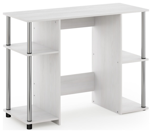 Furinno 15112 JAYA Compact Computer Study Desk White Oak Stainless ...