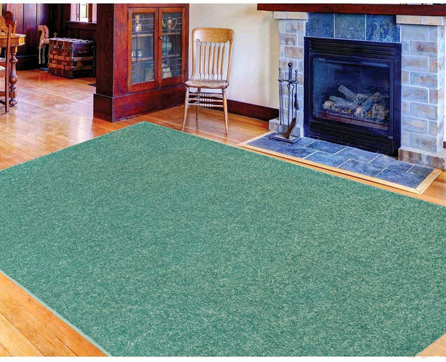 Saturn Collection Solid Color Area Rugs, Teal, 7' Octagon ...