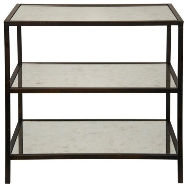 Gannon 3 Tier Side Table, Metal and Antiqued Mirror - Transitional - Side Tables And End Tables ...