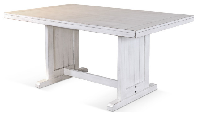 60 inch Off-White Wood Farmhouse Dining Table Rectangle - Farmhouse ...