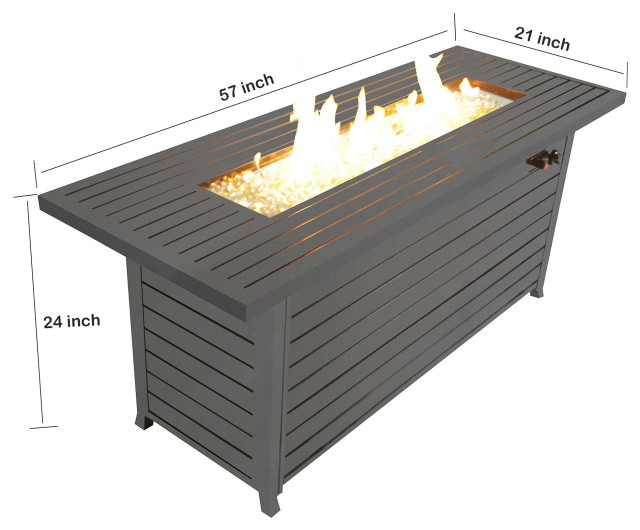 Rectangular Steel Outdoor Fire Pit Table with Control Panels ...