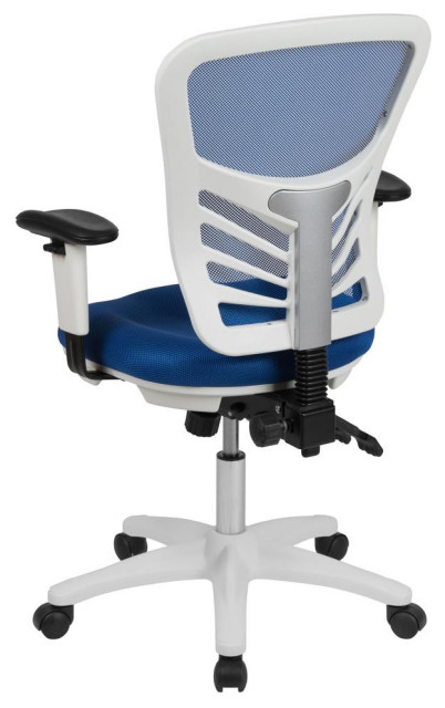 Mid-Back Blue Mesh Multifunction Executive Swivel Ergonomic Office ...