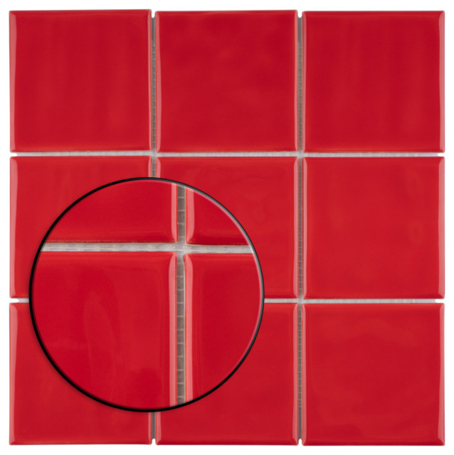 Twist Square Ceramic Wall Tile, Red Cherry, Sample - Contemporary ...