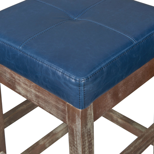 Valencia Backless Leather Counter Stool - Farmhouse - Bar Stools And ...