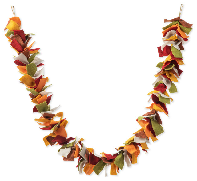 6'L Fall Multi-Color Felt Garland - Traditional - Wreaths And Garlands ...