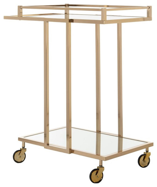 Safavieh Capri 2 Tier Glass Bar Cart in Gold - Contemporary - Bar Carts ...