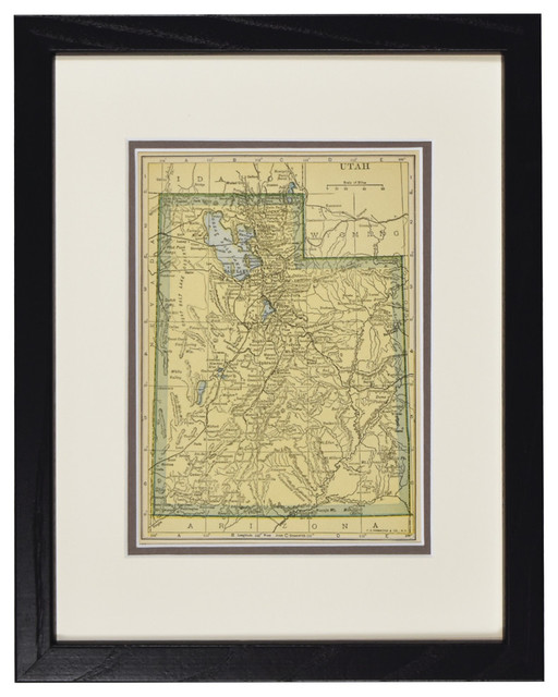 Vintage Utah State Map, Framed Original Utah State Map- Authentic 1920s ...