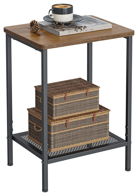 2-Tier Small End Table with Shelf, Sofa Table for Living Room ...