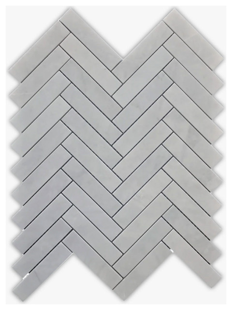 Allure Gray Honed 1x4 Herringbone Marble Mosaic, 11 1/4x13 5/8 ...