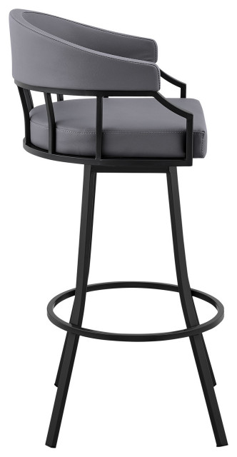 Benzara BM282095 Mayla 30" Swivel Bar Stool Black Flared Legs, Gray ...