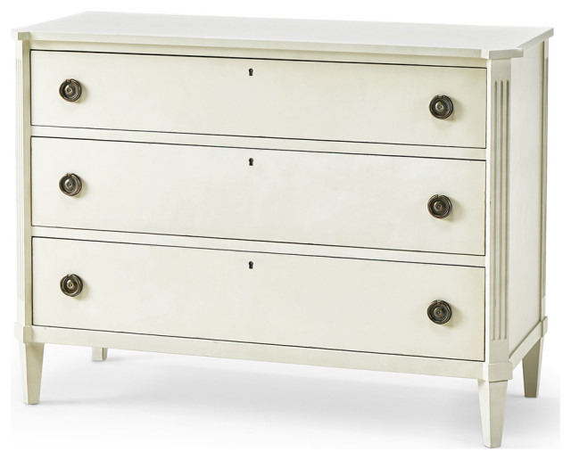 Swedish White Painted Commode 48" - Transitional - Accent Chests And ...