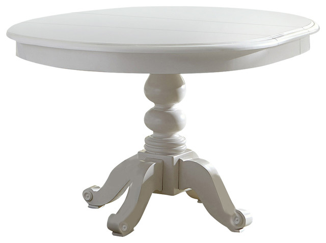 Liberty Furniture Summer House Round Pedestal Table in Oyster White 607 ...