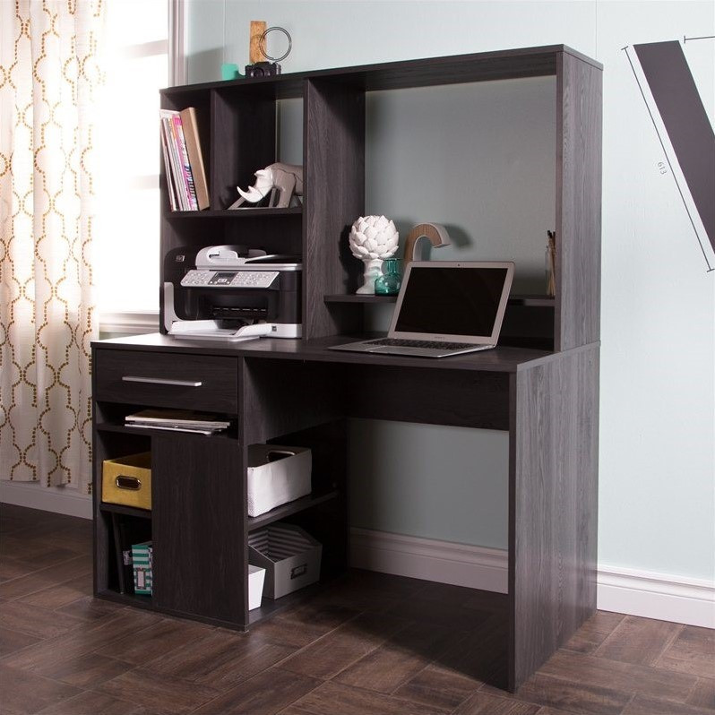 South Shore Annexe Home Office Computer Desk in Pure Black ...