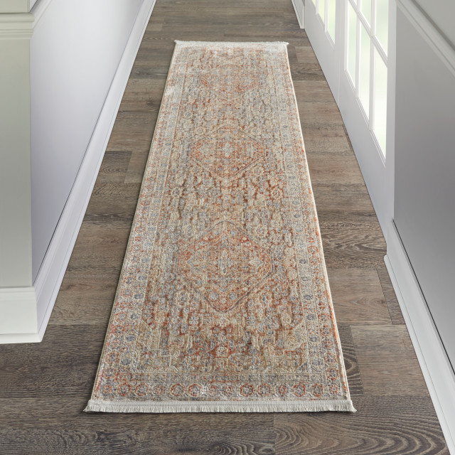 Nourison Lustrous Weave LUW02 Runner Rug, Grey/Brick, 2'2" x 7'6 ...