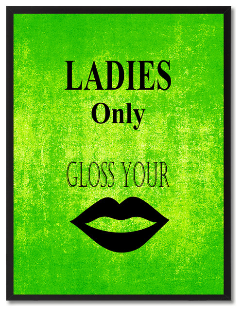 "Ladies Only" Sign Green Print on Canvas with Picture Frame, 13"x17 ...