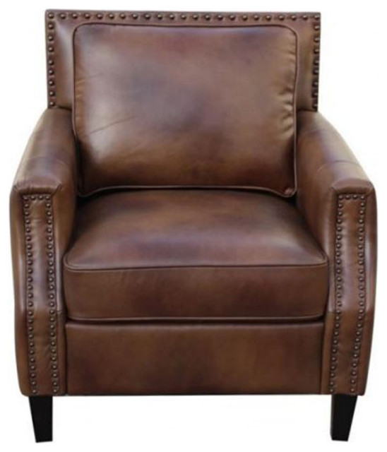 Padded Chair with Square Back, Brown Sugar and Espresso - Transitional ...