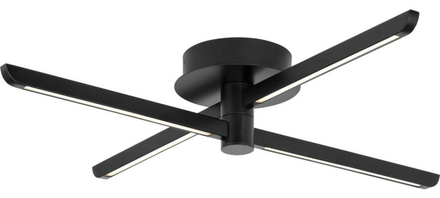 Pivot LED Four-Light Matte Black Modern Semi-Flush or Wall Mount ...