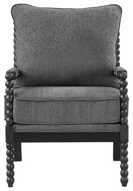 Traditional Accent Chair, Spindle Wooden Frame & Cushioned Arms ...