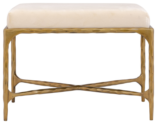 Seville Short Bench Brass With Bone Velvet - Contemporary - Vanity ...