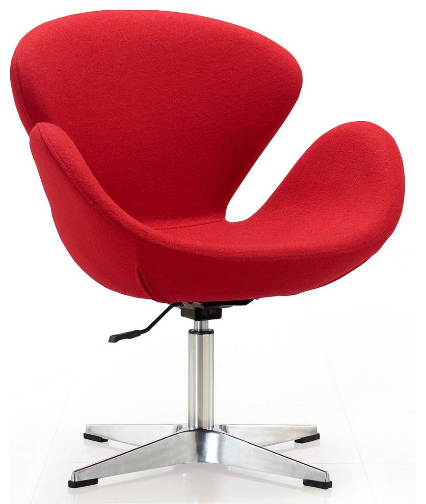 Raspberry Adjustable Swivel Chair, Red and Polished Chrome - Midcentury ...