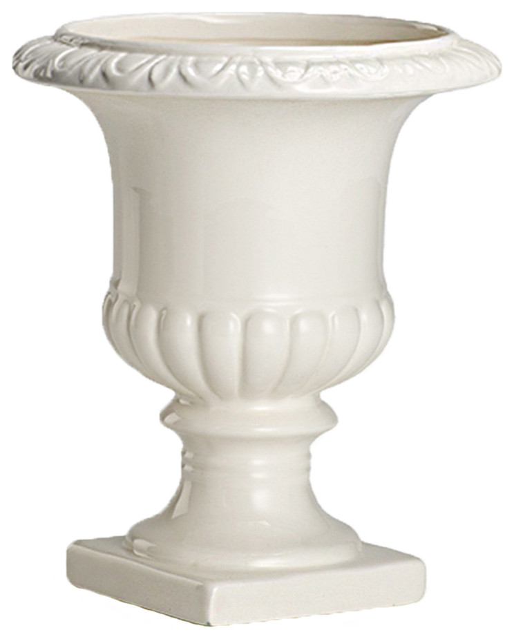 Serene Spaces Living Large White Ceramic Pedestal Urn Vase ...