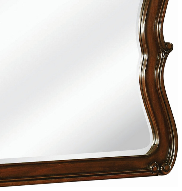 Benzara BM230508 Bombe Wooden Frame Mirror With Crown Top & Carvings ...