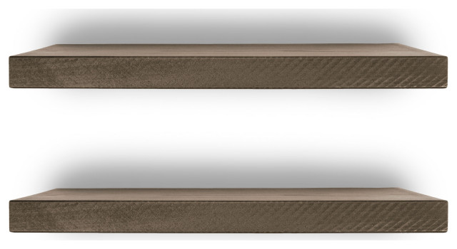 Kantos 18" Wide Rustic Floating Wall Shelf, Set of 2, Espresso, 18 ...