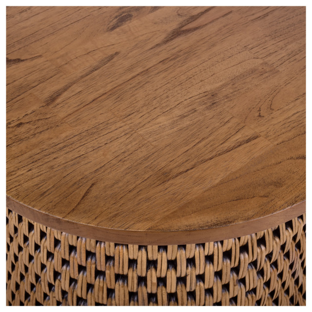 Kamari Rattan Coffee Table/ End Table With Wood Top, End Table ...