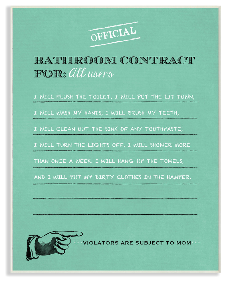 Official Bathroom Contract, 10"x15" - Contemporary - Prints And Posters ...