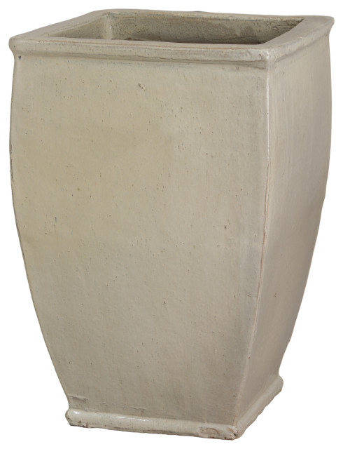 Square Planter, Distressed White 18x27 - Farmhouse - Outdoor Pots And ...