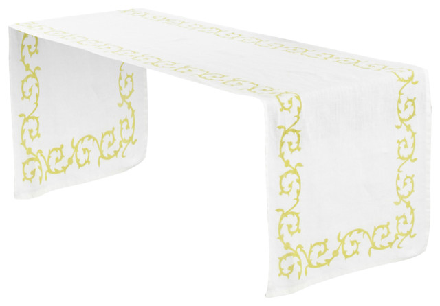 Aelius Swirl Design Stone Washed Table Runner - Contemporary - Table ...