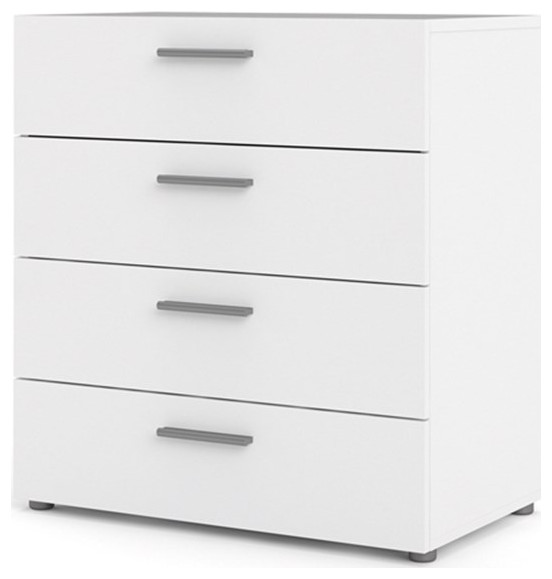 Pemberly Row Contemporary 4 Drawer Engineered Wood Chest in White ...