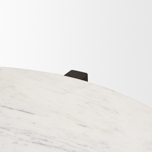 Bianca Dark Brown Wood w/ Marble Round Top Coffee Table - Transitional ...